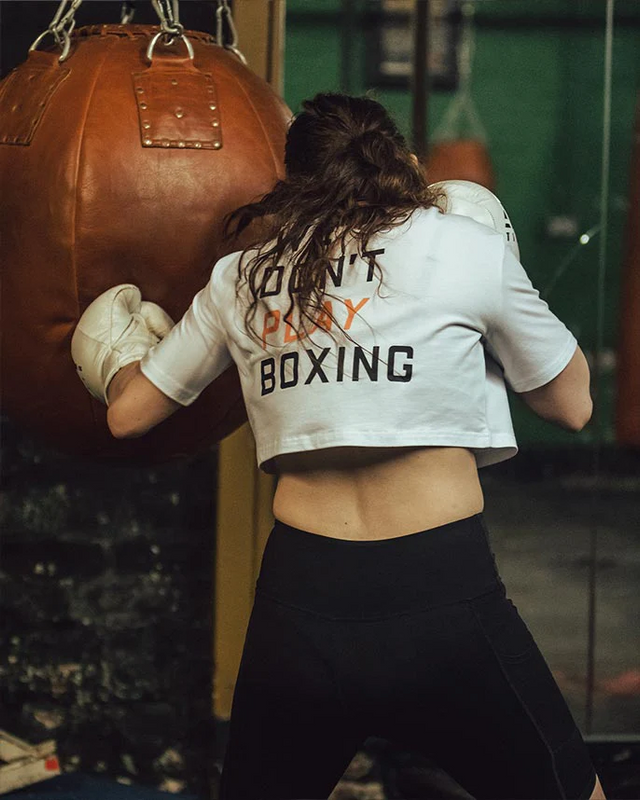 We Don't Play Boxing Crop T-Shirt - Black | BOXRAW