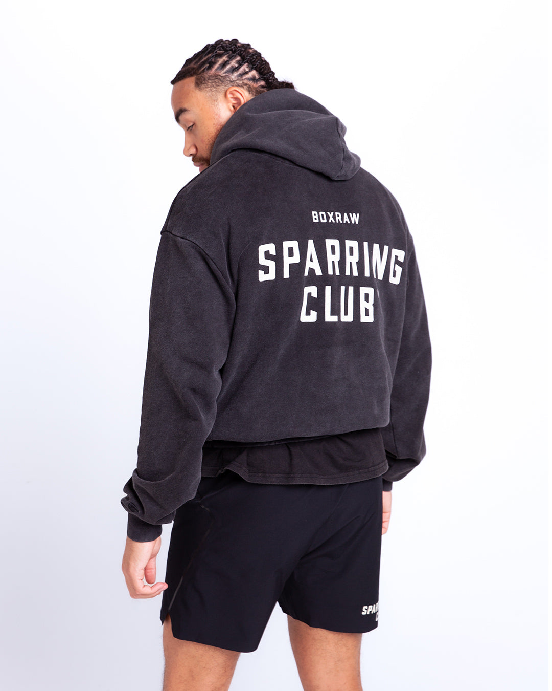 Men's Sparring Club Oversized Hoodie - Washed Black | BOXRAW